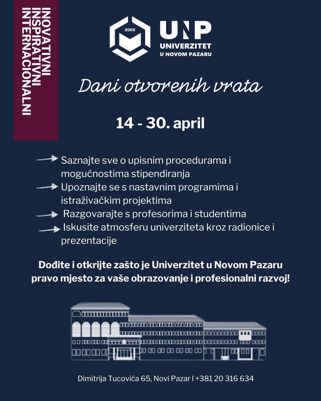 Dani otvorenih vrata Univerziteta u Novom Pazaru - Dani otvorenih vrata ...